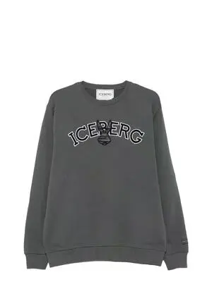 Iceberg Logo Embroidered Crewneck Sweatshirt - Grey