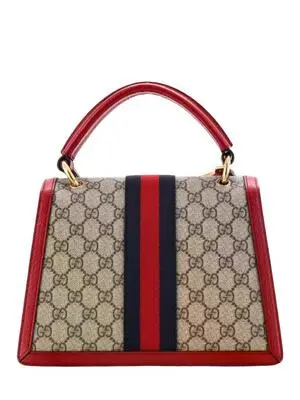 Gucci Queen Margaret Top Handle Bag Gg Coated Canvas With Leather Small Satchel - Red