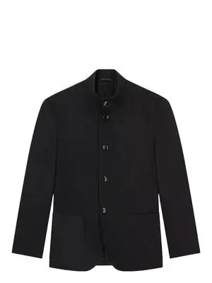 Giorgio Armani Mandarin-collar Virgin Wool Jacket - Black