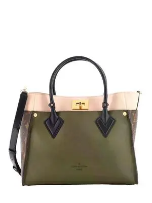 LOUIS VUITTON On My Side Leather With Monogram Canvas Mm Tote Bag - Green