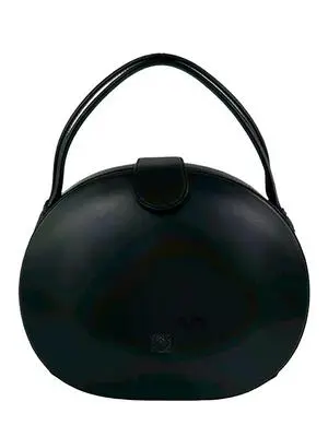 Loewe 20th Century Leather Anagram Round Handbag - Black