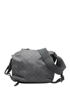 Bottega Veneta 2012-2026 Nylon Intrecciato Trekking Shoulder Bag - Grey