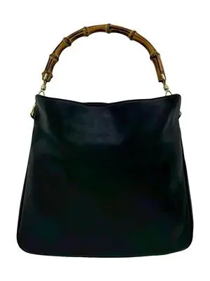 Gucci 20th Century Calfskin Bamboo Satchel - Black