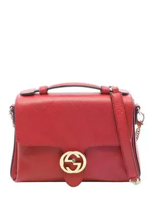 Gucci Small Calf Interlocking G Satchel - Red