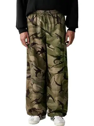 Adidas Seasonal Essentials Camo Woven Parachute Tracksuit Bottoms - Green