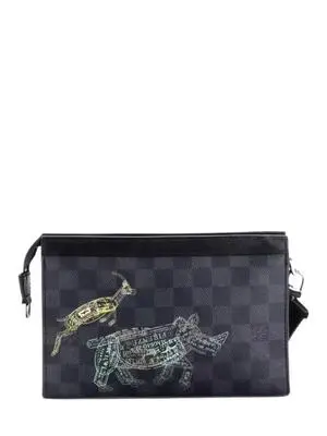 LOUIS VUITTON Gaston Wearable Wallet Limited Edition Wild Animals Damier Graphite Crossbody Bag - Black