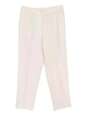 Peserico Elasticated-waistband Pressed-crease Trousers - Neutrals