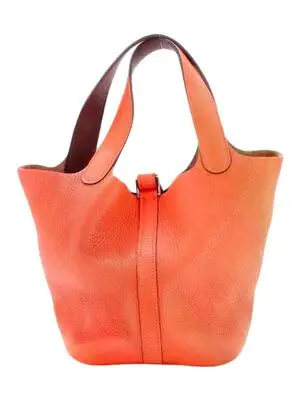 Hermès Eclat Picotin Lock Bag Clemence Pm Tote Bag Orange