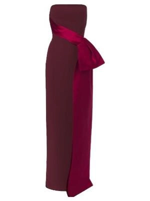 Roland Mouret Draped Crêpe Bustier Gown - Wine Red