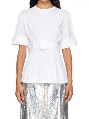 Simone Rocha Flower-detail Gathered T-shirt - White