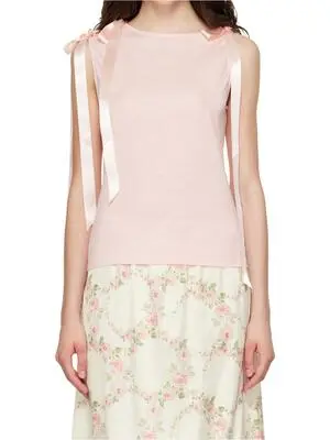 Simone Rocha Bow Ribbon Tank Top - Soft Pink