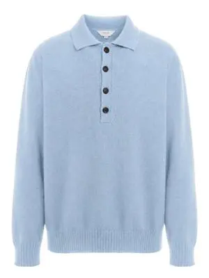 Malo Cashmere Button-up Polo - Blue