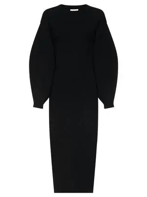 Loulou De Saison Elena Puff-sleeve Knitted Dress - Black