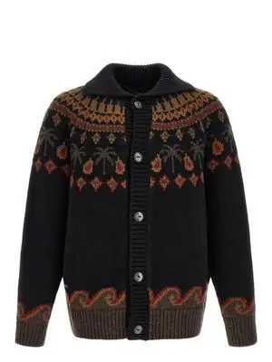 Alanui Sweet Winter" Patterned Shawl Collar Cardigan - Black