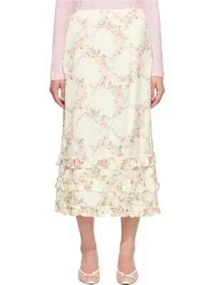 Simone Rocha Ruffled Hem Midi Skirt - Cream