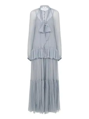 Chloé Tiered Maxi Dress With Ruffled Details - Gray