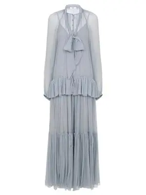Chloé Tiered Maxi Dress With Ruffled Details - Gray