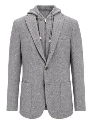 Eleventy Long Sleeve Casual Jacket With Drawstring Hood - Gray