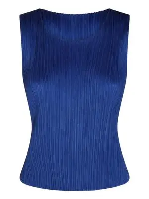 Issey Miyake ISSEY MIYAKE Sleeveless Pleated Top Blue