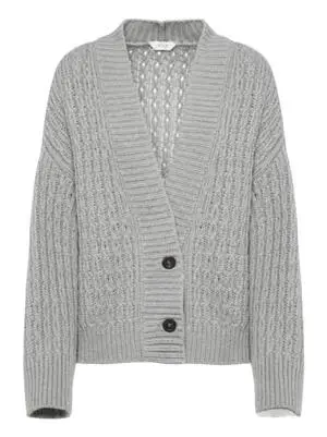 Malo Anna Cable-knit Cashmere Cardigan - Gray