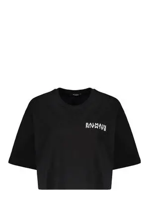 Balmain Cropped T-shirt - Black