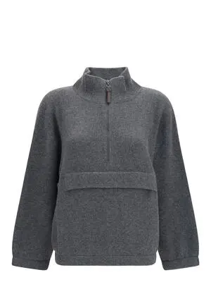 Brunello Cucinelli Quarter-zip Cashmere Sweater - Black