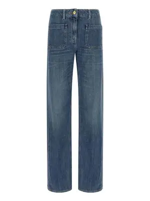Elisabetta Franchi Logo Embroidered Straight Leg Jeans - Blue