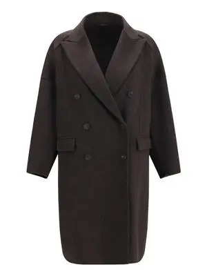Brunello Cucinelli Double-breasted Long-sleeved Coat - Black