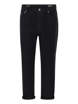 Brunello Cucinelli Five-pocket Cotton Jeans With A Contemporary Silhouette - Black