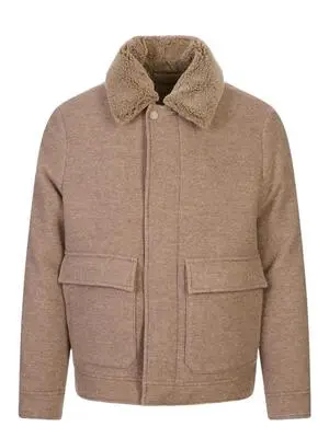 Canali Shearling Collar Jacket - Brown