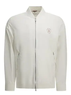 Brunello Cucinelli Logo-patch Zip-up Jacket - White