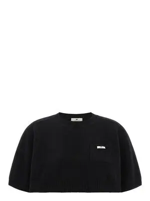ELISABETTA FRANCHI Elisabetta Franchi Ribbed Crew Neck Sweater With Chest Pocket