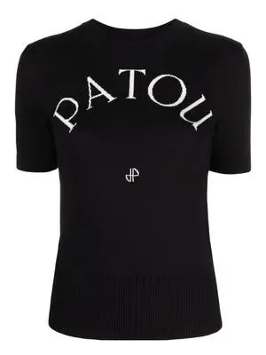 PATOU Patou Logo Intarsia-Knit Short Sleeve Jumper Black