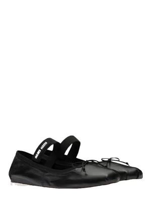 MIU MIU Miu Miu Round Toe Ballet Flats With Bow Detail