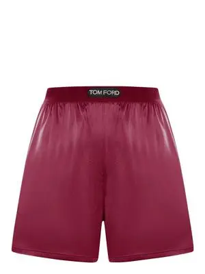 TOM FORD Satin Logo Waistband Shorts - Red