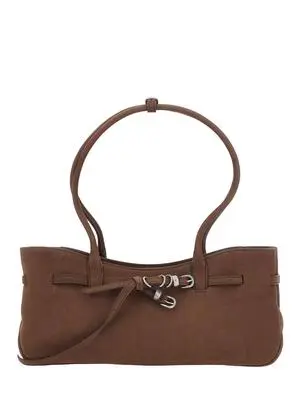 MARGESHERWOOD Leather Shoulder Bag With Buckle Details - Brown