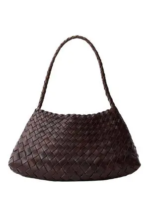 Dragon Diffusion Dragon Diffusion Rosanna Woven Leather Flared Shoulder Bag Brown