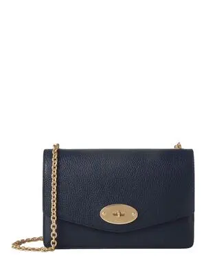 Mulberry Small Darley Crossbody Bag In Calf Leather With Chain Strap Blue