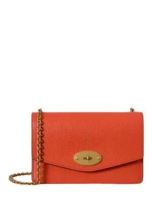 Mulberry Small Darley Crossbody Bag In Calf Leather With Chain Strap Yellow