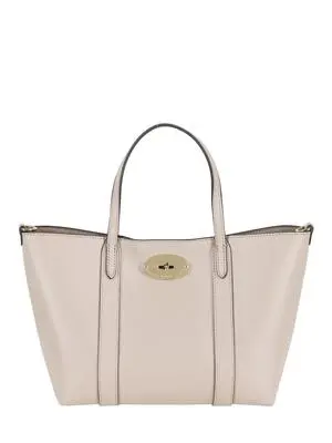 Mulberry Bayswater Mini Tote Bag In Grained Calf Leather With Removable Strap - Beige