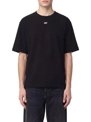 Off-White Cotton T-shirt With Contrasting Arrow Logo On The Back Black