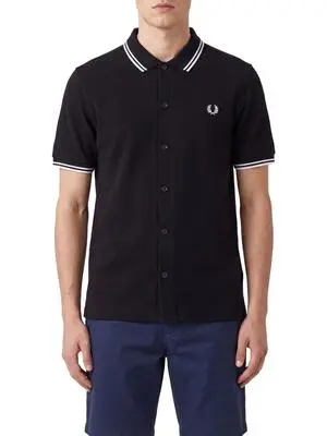 Fred Perry Cotton Polo Shirt With Tipped Collar And Contrasting Embroidered Logo Blue