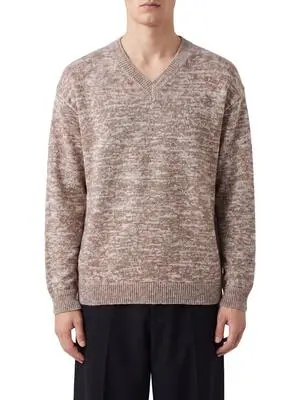 MAISON MARGIELA Classic V-neck Long-sleeved Cotton Jumper - Beige