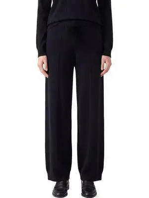 Fabiana Filippi Straight-leg Wool, Silk, And Cashmere Knit Trousers - Black