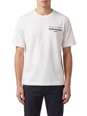 SALVATORE FERRAGAMO Crewneck Cotton T-shirt With Contrasting Front Logo