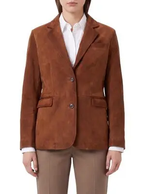 GOLDEN GOOSE Golden Goose Suede Leather Slim Fit Blazer With Peak Lapels