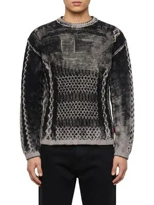 DIESEL® Abstract Pattern Crewneck Jumper In Cotton Blend - Black