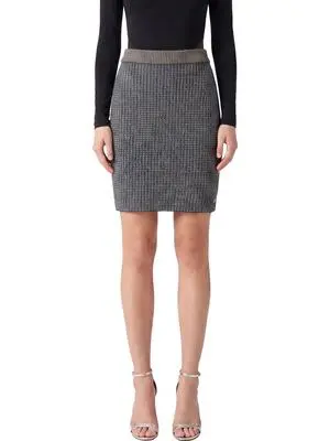 Balmain High-waisted Knit Mini Pencil Skirt With Sequin Embroidery - Blue