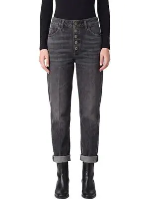 DONDUP Koons High-waisted Straight Cropped Jeans - Black
