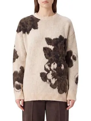 Pinko Floral Print Wool Blend Jumper - White